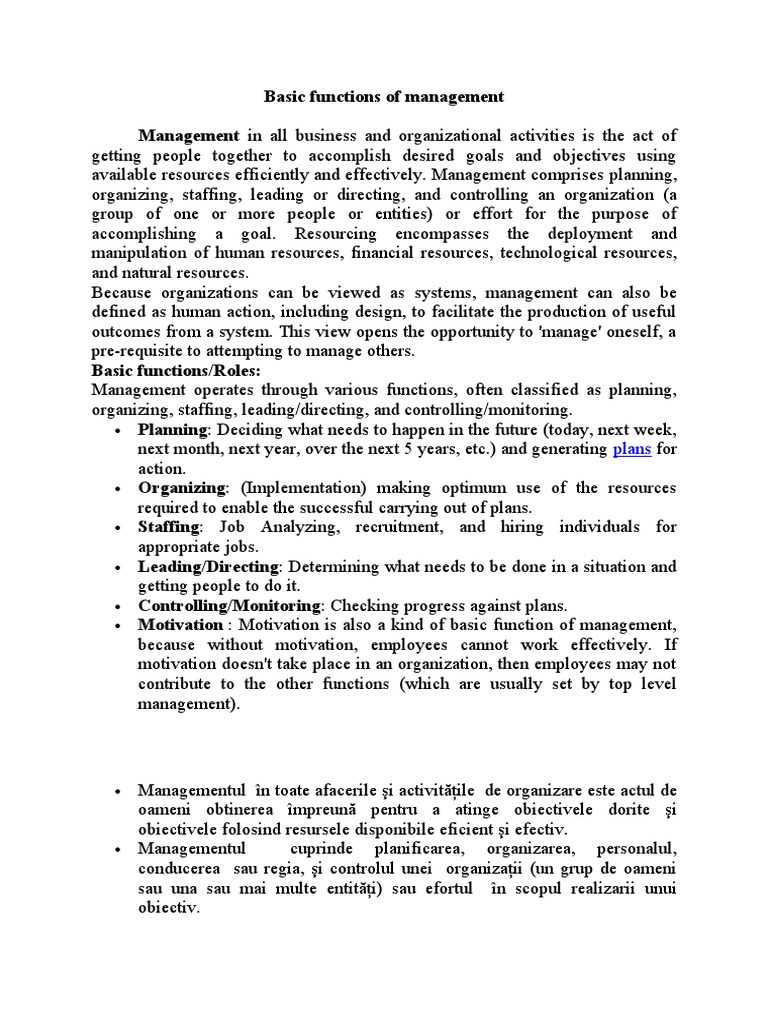 Basic Functions of Management | PDF | Motivation | Motivational