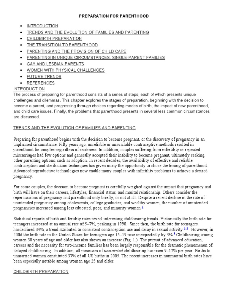 Preparation For Parenthood | PDF | Midwife | Childbirth
