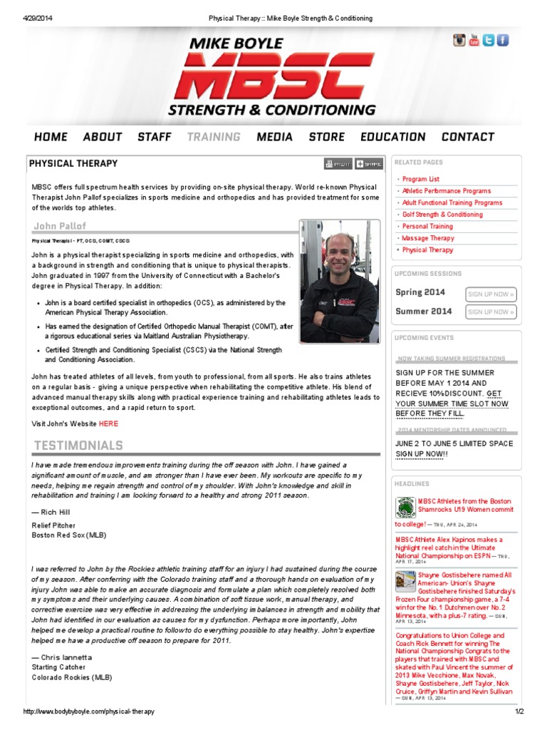 Physical Therapy - Mike Boyle Strength & Conditioning | PDF | Physical ...