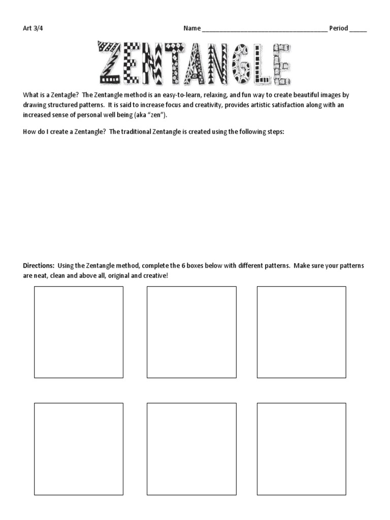 Art 34 Zentangle Worksheet | PDF | Career & Growth | Self-Improvement