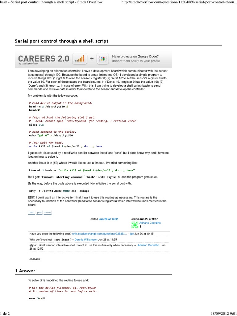 Serial Port Control Through A Shell Script Stack Overflow Pdf Shell Computing Computer