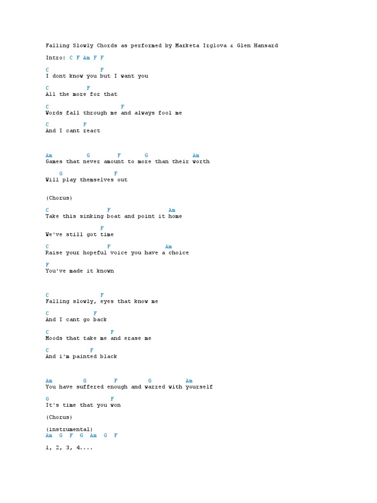 Falling Slowly Chords | PDF