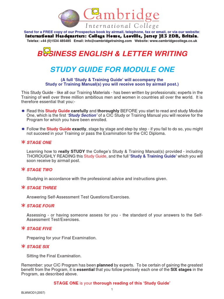 Cambridge Business Letter Samples | PDF | Fax | Test (Assessment)