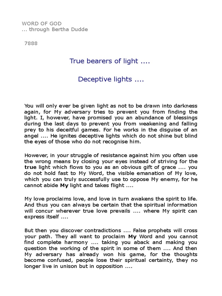 7888 True Bearers of Light .... Deceptive Lights .... | PDF ...