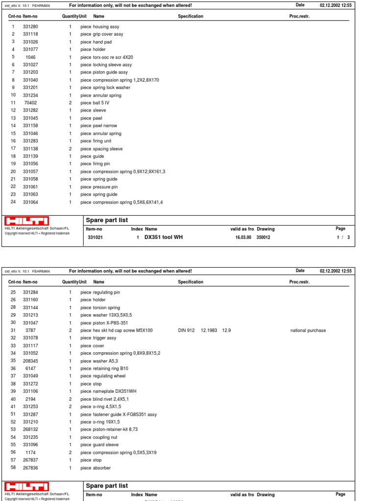 Hilti DX 351 | PDF | Mechanical Engineering | Business