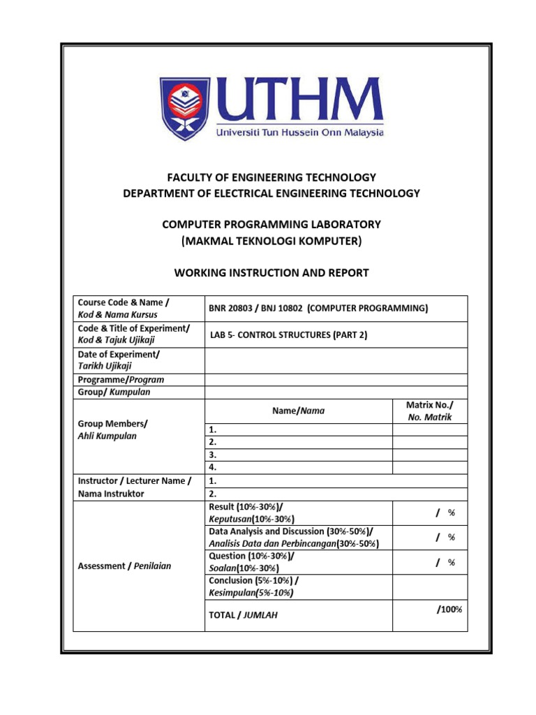 Lab 5-Control Structures (Part 2) | PDF | Control Flow | Software ...