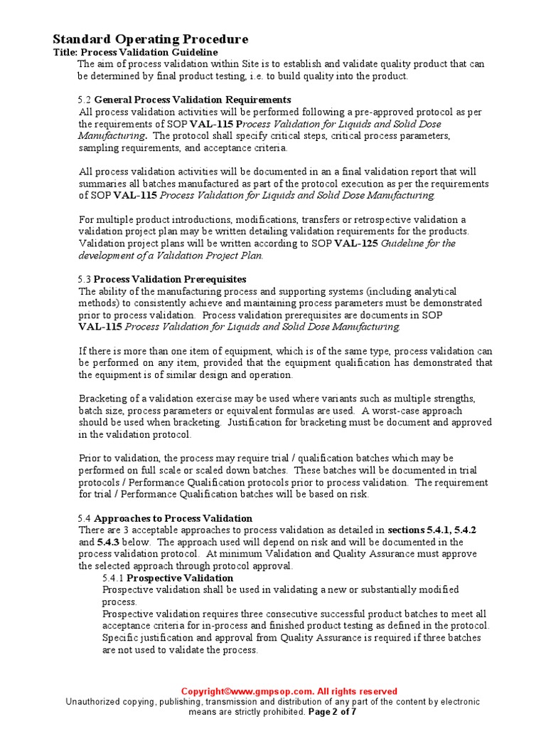 VAL-085 Process Validation Guideline Sample | PDF | Verification And ...