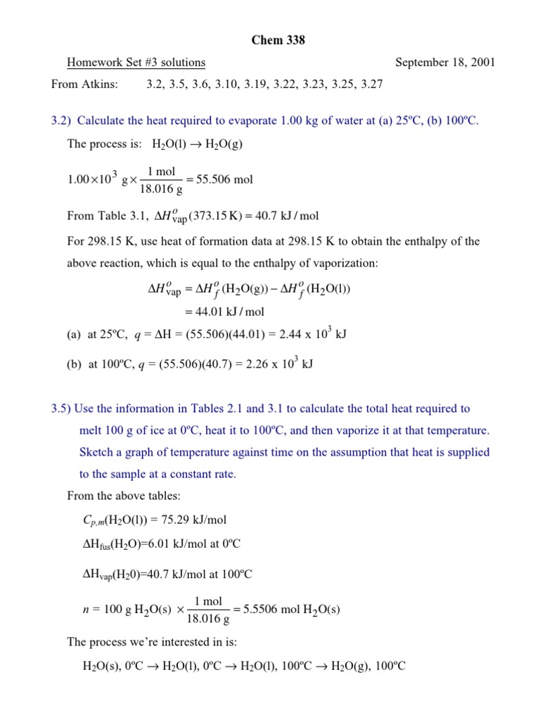 HW3 Soln | PDF | Enthalpy | Combustion