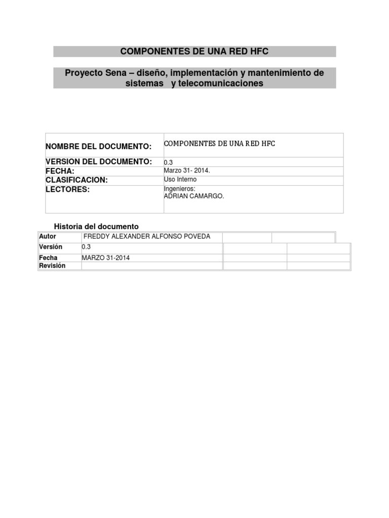 Componentes de Una Red HFC | PDF | Cable coaxial | Transmisor