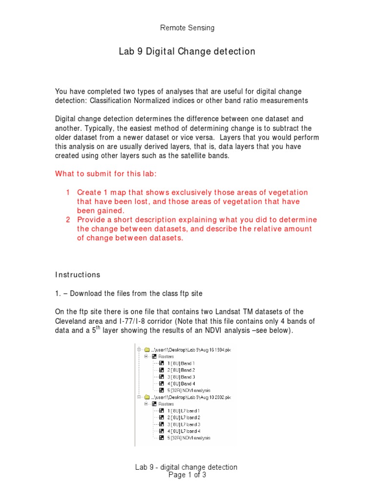 Lab 9 Digital Change Detection | PDF | Computers
