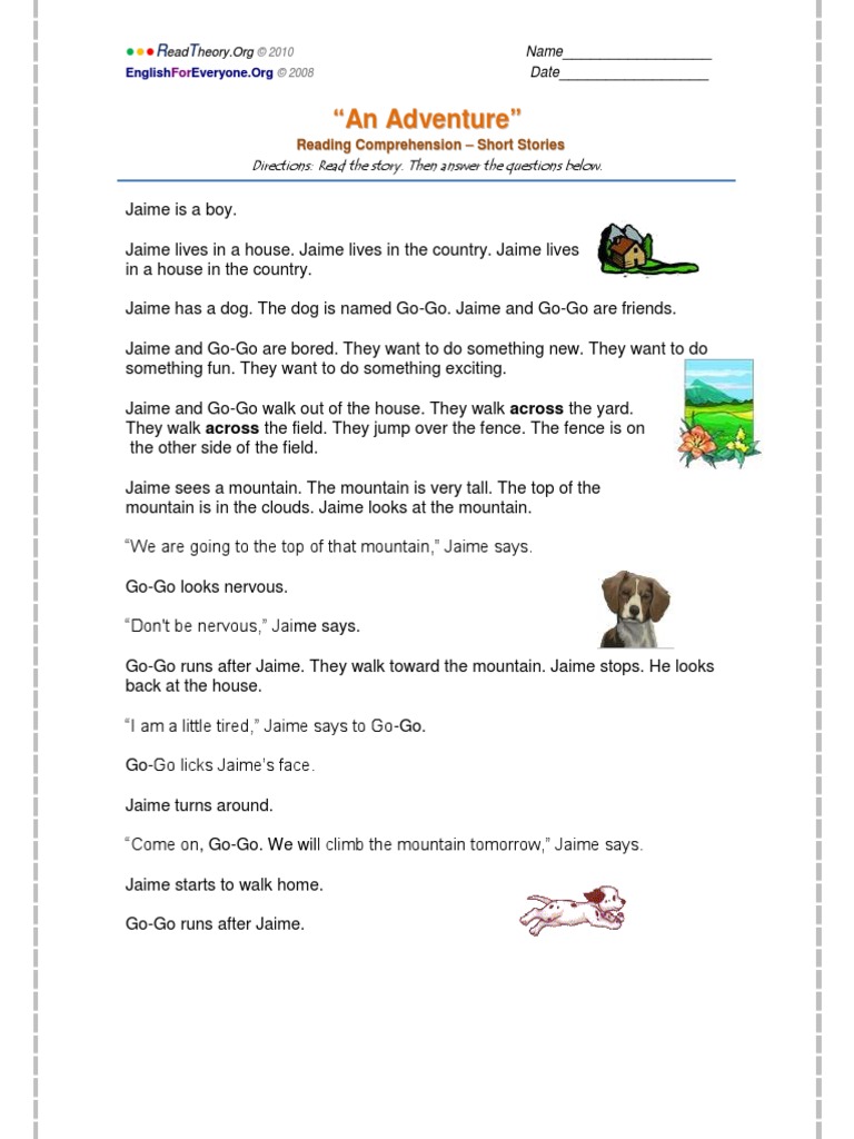 An Adventure - Reading Comprehension Text | PDF