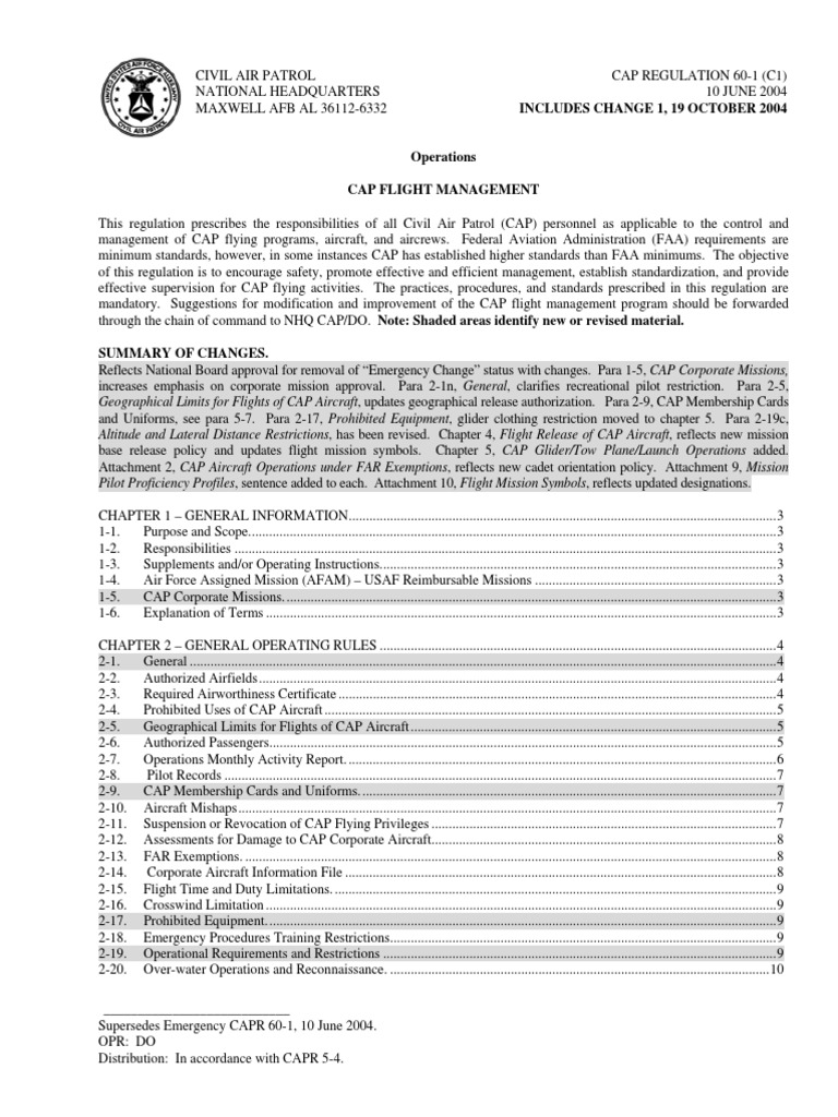 CAP Regulation 60-1 - 10/19/2004 | PDF | Civil Air Patrol | Visual ...