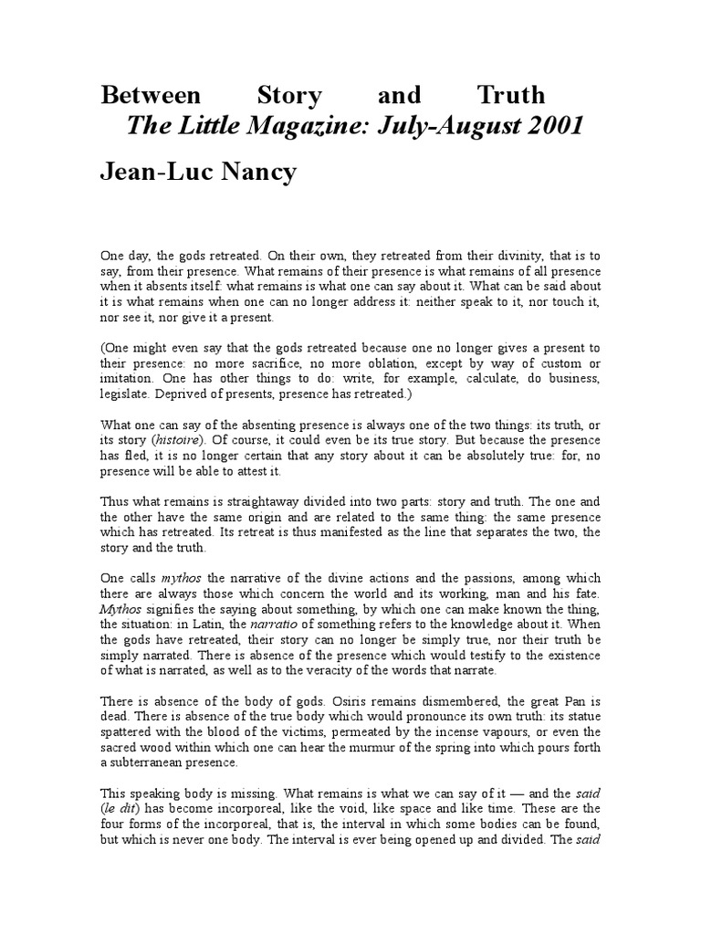 Between Story and Truth.doc | Truth | Epistemology