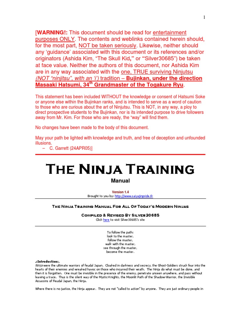 Ninjutsu - The Ninja Training Manual - Learn Ninjitsu! | PDF | Weight ...