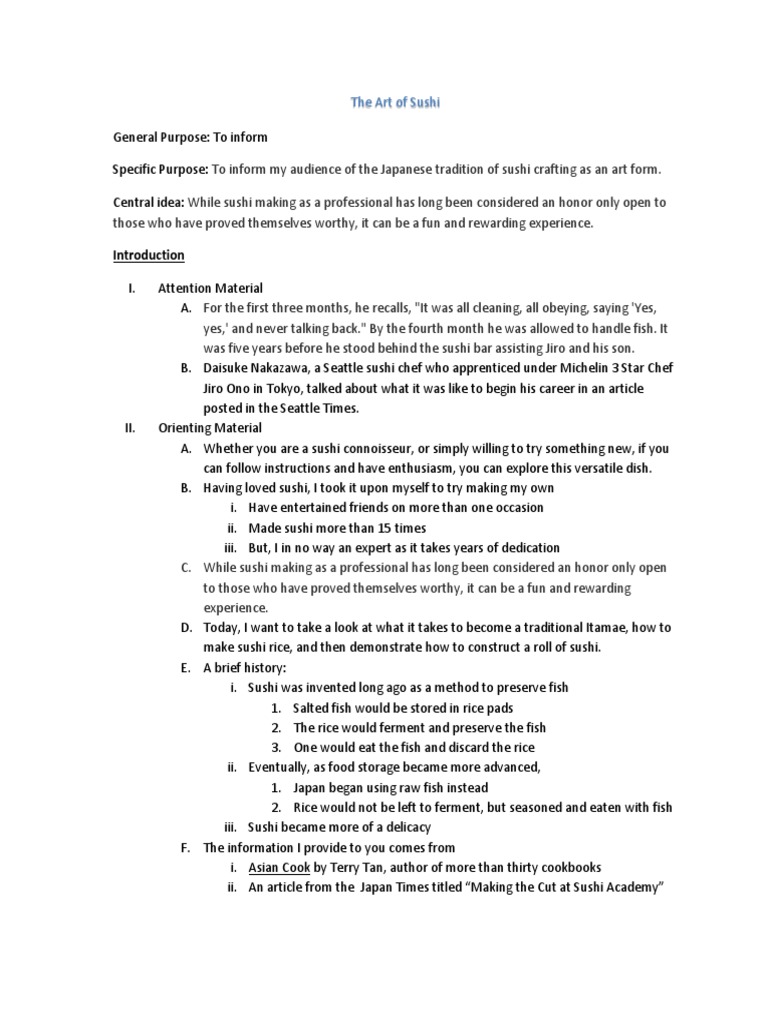 Sushi Speech | PDF | Sushi | Asian Cuisine