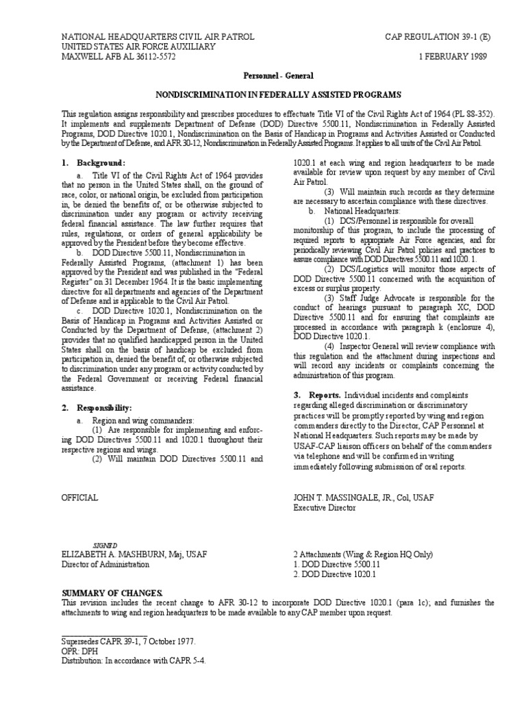 CAP Regulation 39-1 - 02/01/1989 | PDF | Civil Air Patrol | United ...