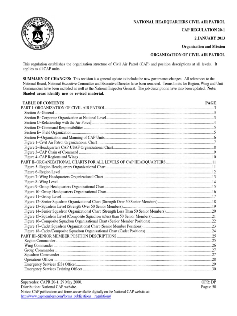 CAP Regulation 20-1 Overview | PDF | Civil Air Patrol | Staff (Military)