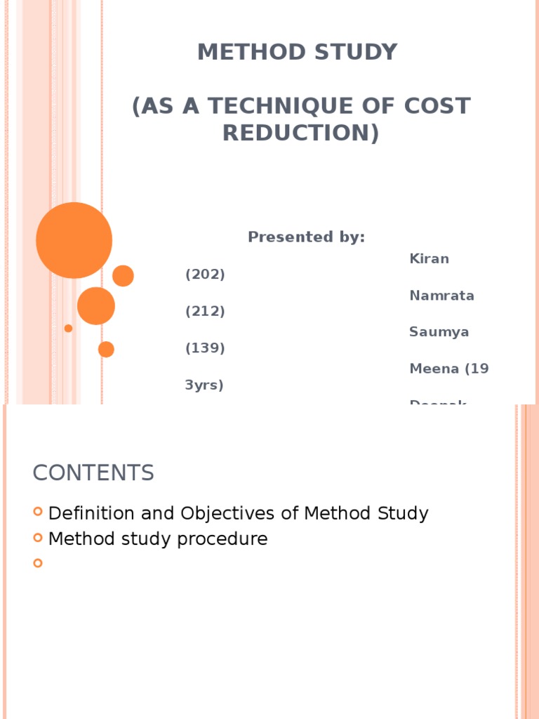 Method Study (As A Technique of Cost Reduction) | PDF | Time