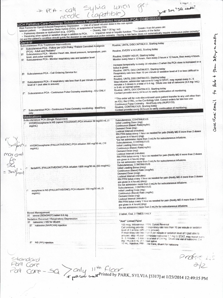 Pca Epic Order Sets | PDF | Naloxone | Opioid