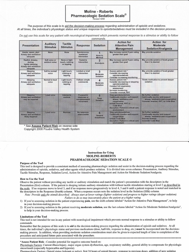 moline-roberts sedation scale | Opioid | Pain