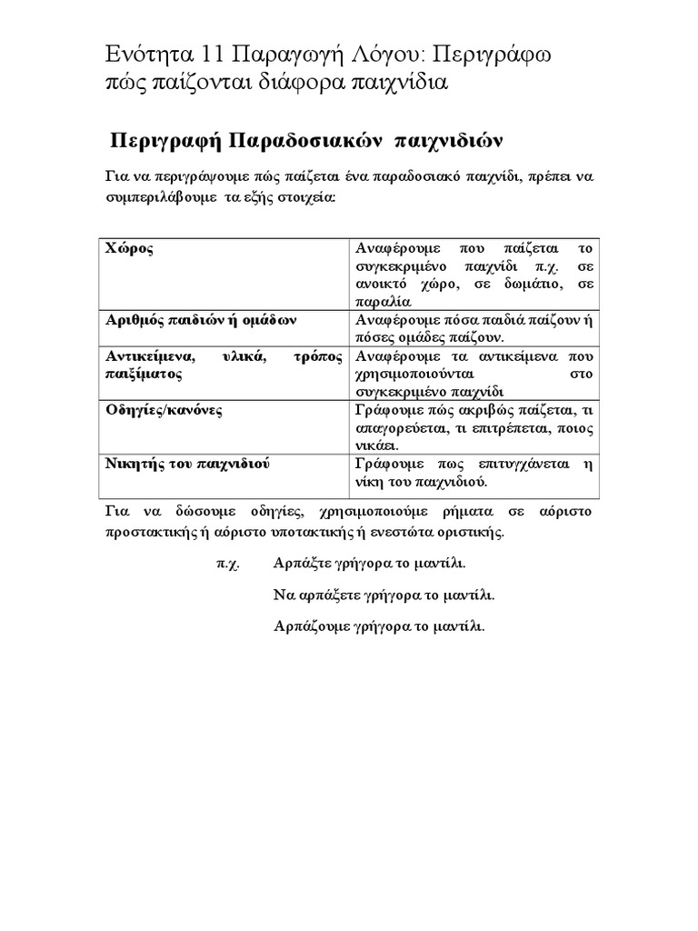 Περιγραφή παιχνιδιών | PDF