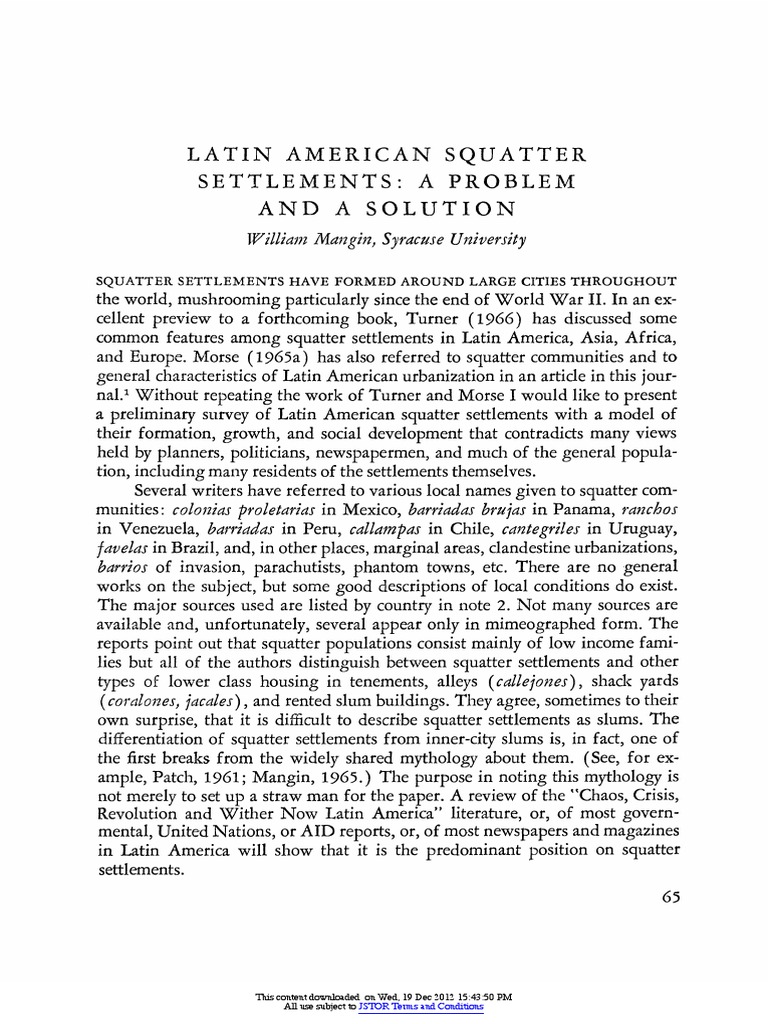 Latin American Squatter Settlements Overview | PDF | Literacy | Kinship