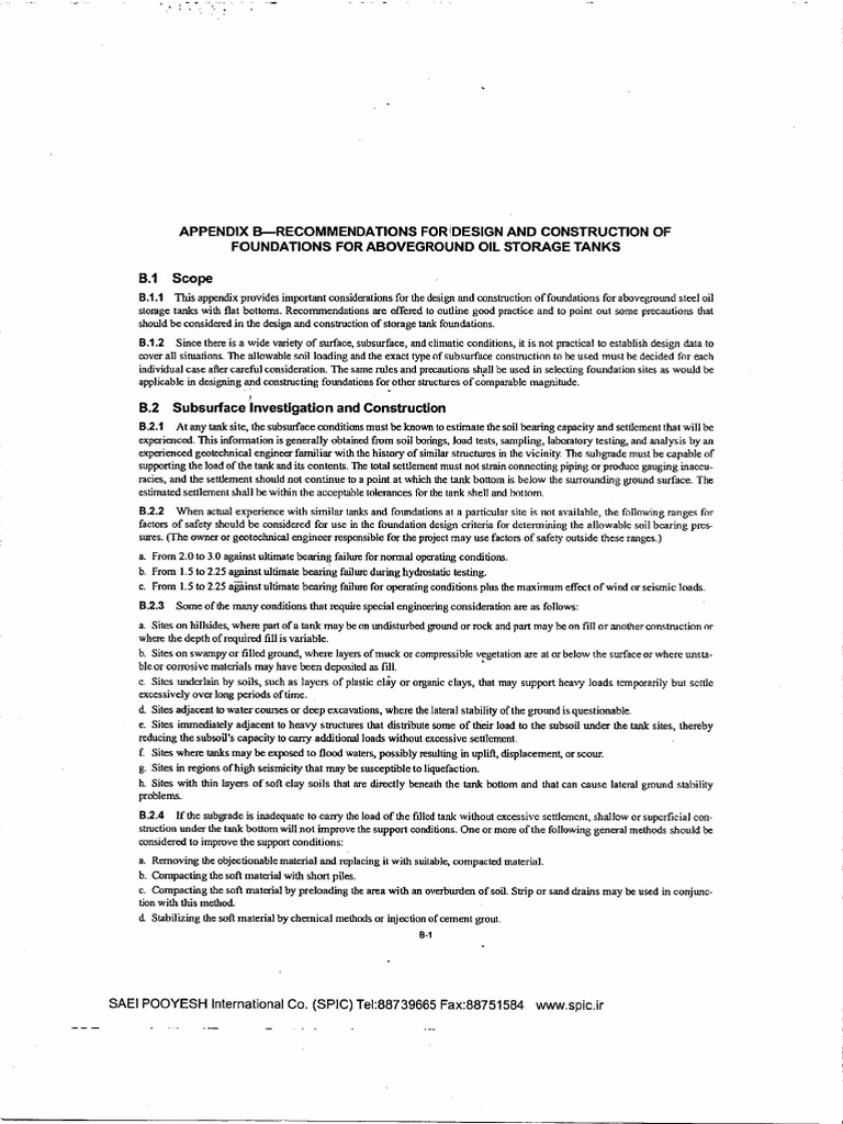 API 650 Appendix B E & I | PDF
