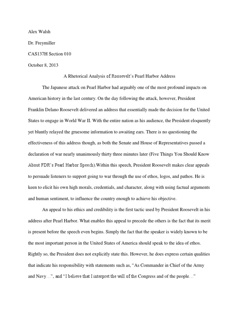 FDR Rhetorical Analysis Essay | PDF | Franklin D. Roosevelt | Public ...