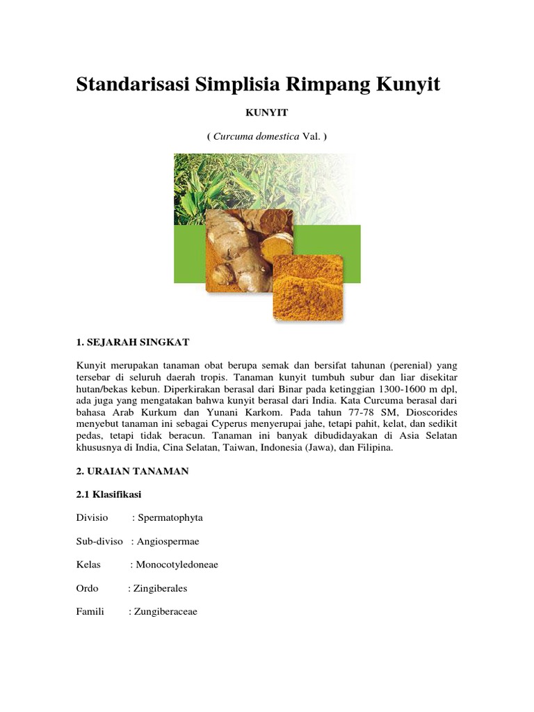 Standarisasi Simplisia Rimpang Jahe | PDF