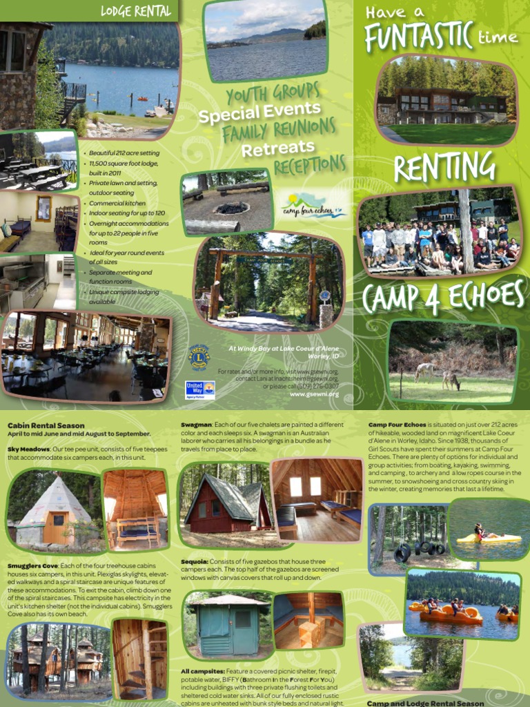 Camp Four Echoes Lodge & Cabin Rentals | PDF | Camping | Campsite