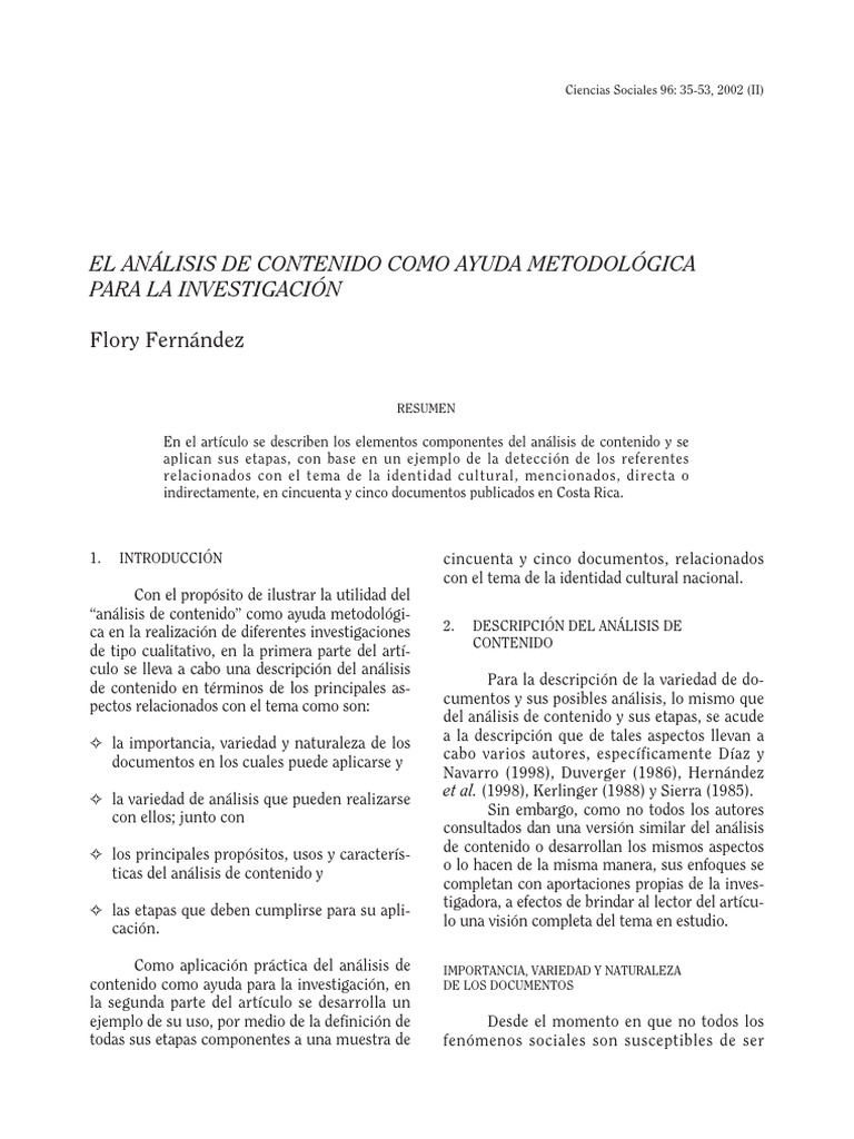 Analisis de Contenido-Flory Fernandez | PDF | Costa Rica | Palabra