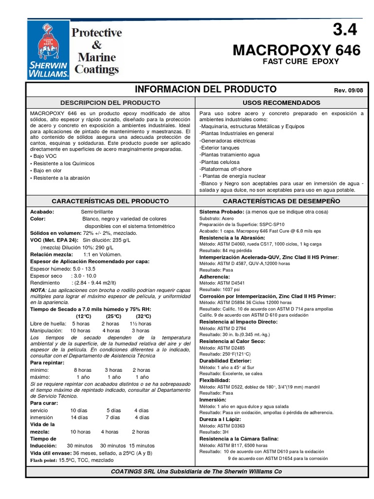 MACROPOXY 646 Información Del Producto | Pintura | Aluminio