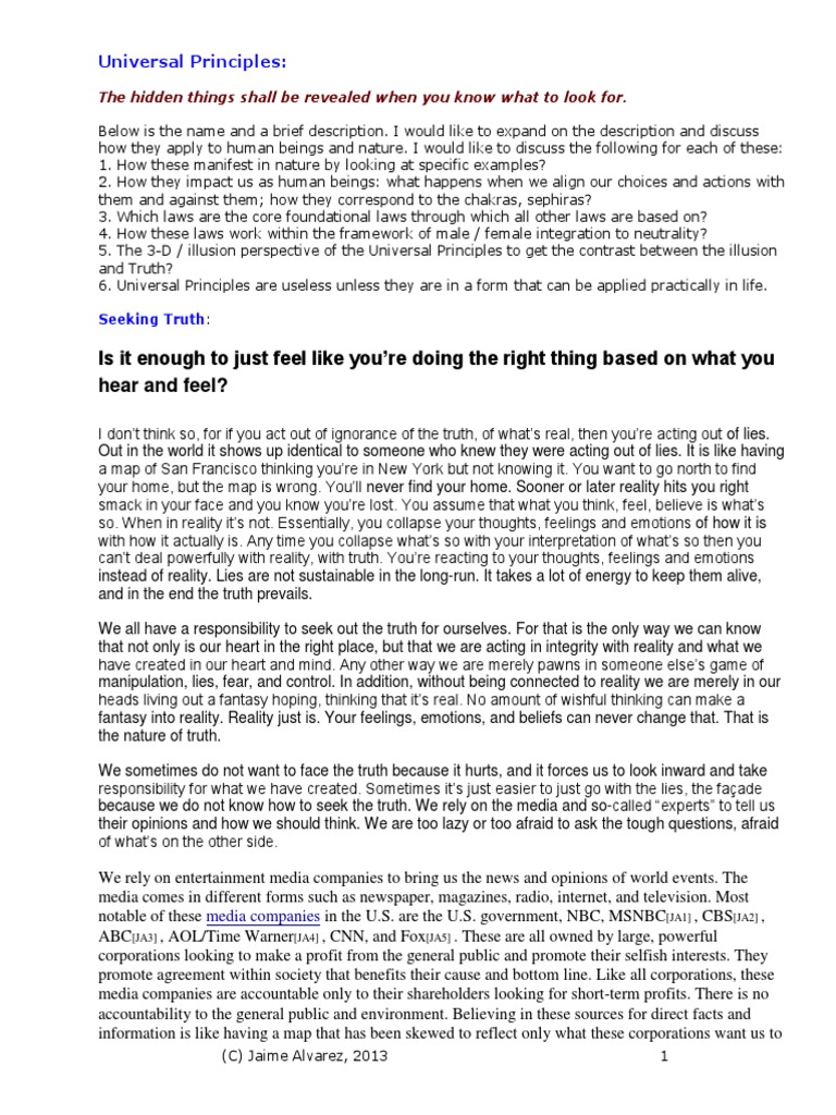 Universal Principles - Collection | Truth | Perception