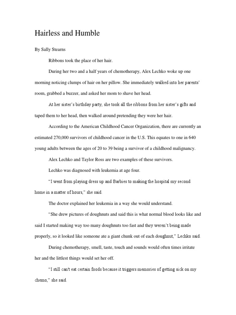 Survivor Story Writing Sample | PDF | Cancer Survivor | Chemotherapy