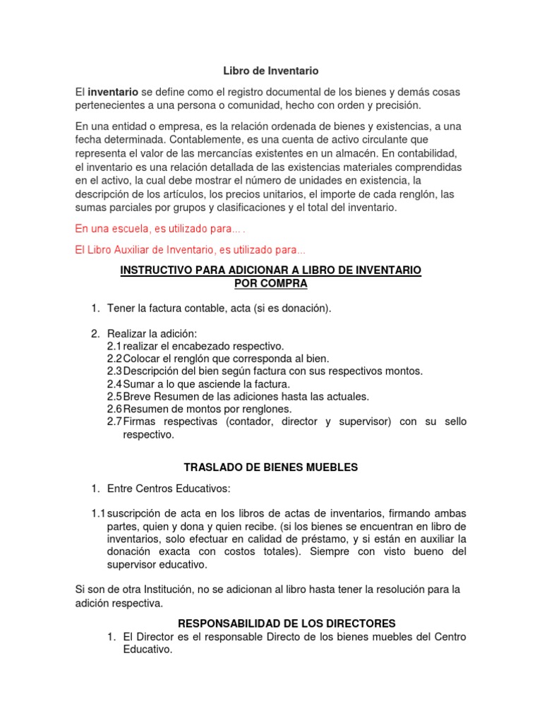 Libro Inventario | PDF | Inventario | Contabilidad