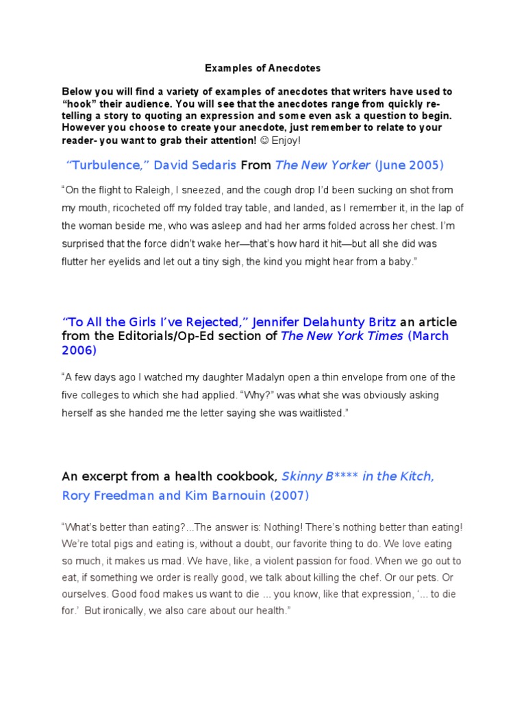 Examples Of Anecdote