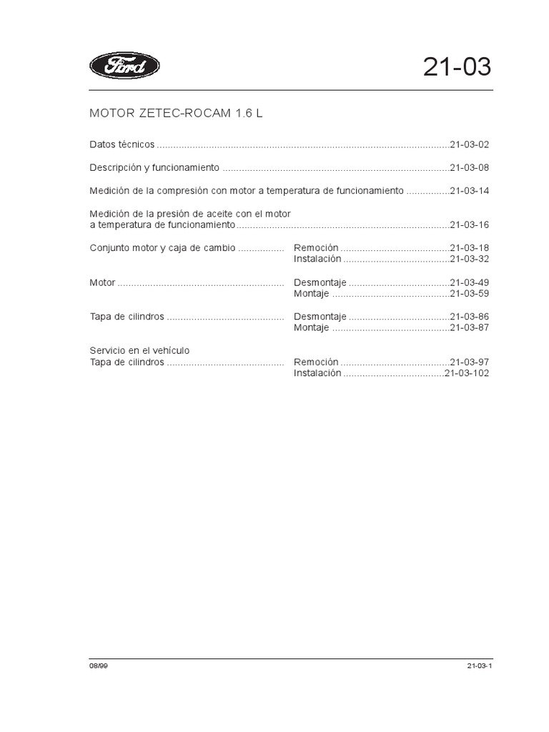 Manual Zetec | PDF | Motor de combustión interna | Tecnología del motor