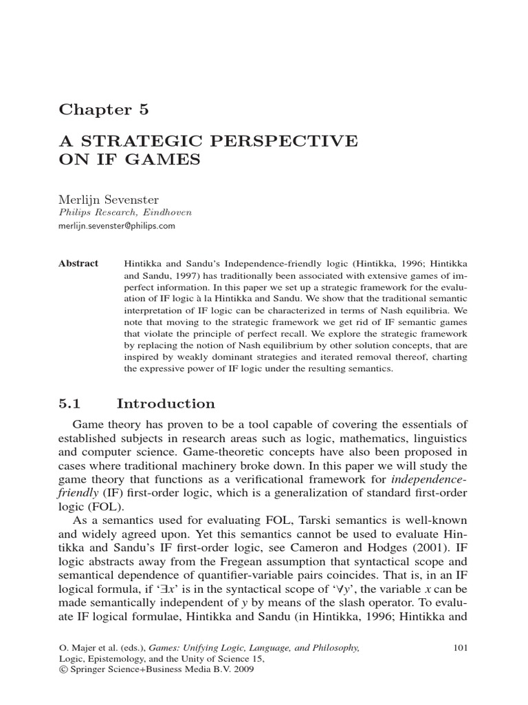A Strategic Perspective On If Games | PDF | Game Theory | Logic