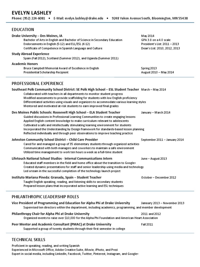 Resume For EPortfolio | PDF