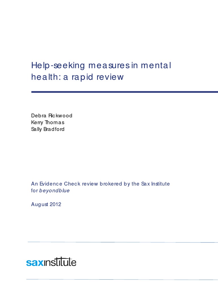 Help Seeking Measures in Mental Health | PDF | Randomized Controlled ...