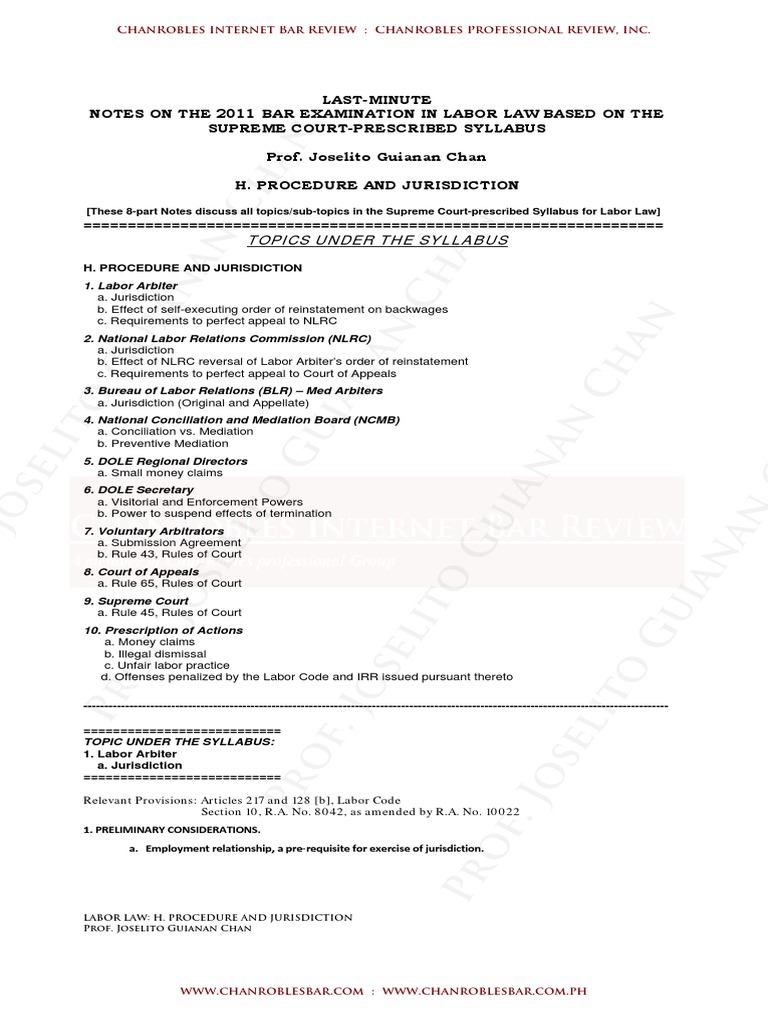 Labor Arbiter Jurisdiction Overview | PDF | Arbitration | Jurisdiction