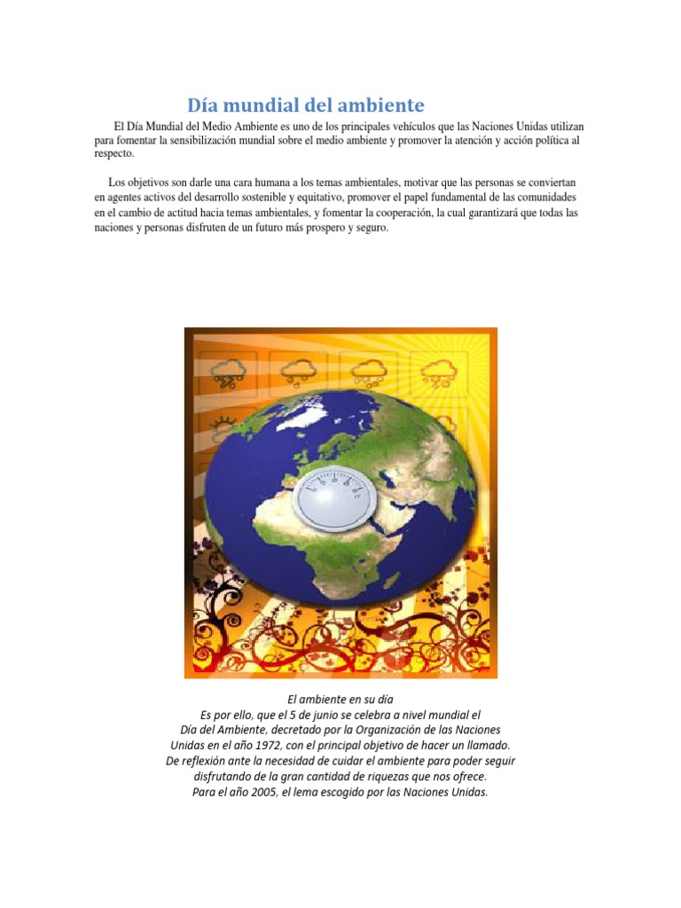 Día Mundial del Medio Ambiente: 5 de junio | PDF | Viajes y turismo