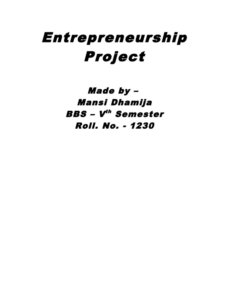 Entrepreneurship Project | PDF | Entrepreneurship | Ayurveda