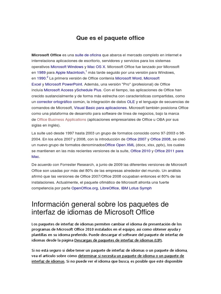 Que Es El Paquete Office | PDF | Microsoft Office | Software