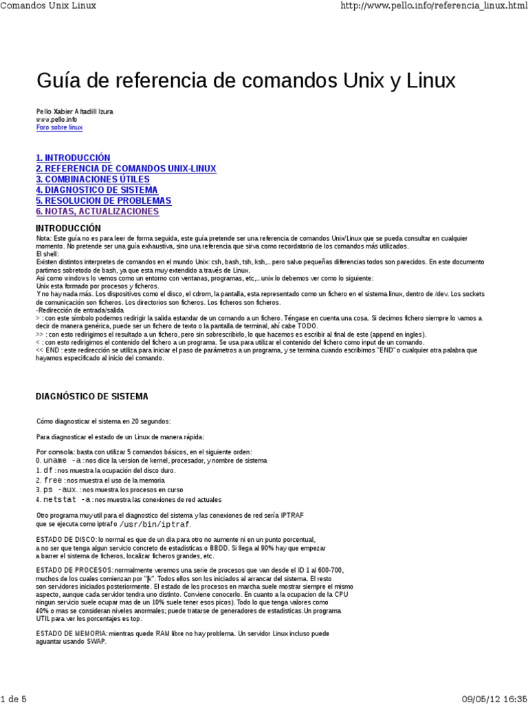 Guía de Referencia Comandos Linux | PDF | Interfaz de línea de comando | Archivo de computadora