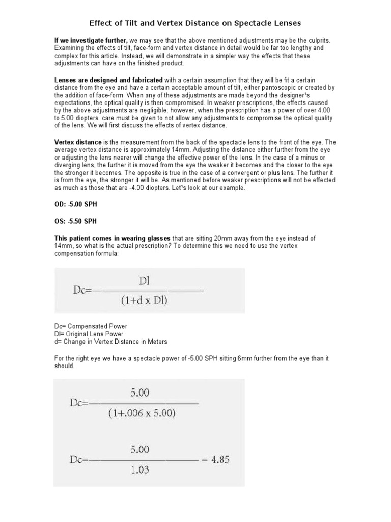 Vertex Distance Compensation | Lens (Optics) | Senses