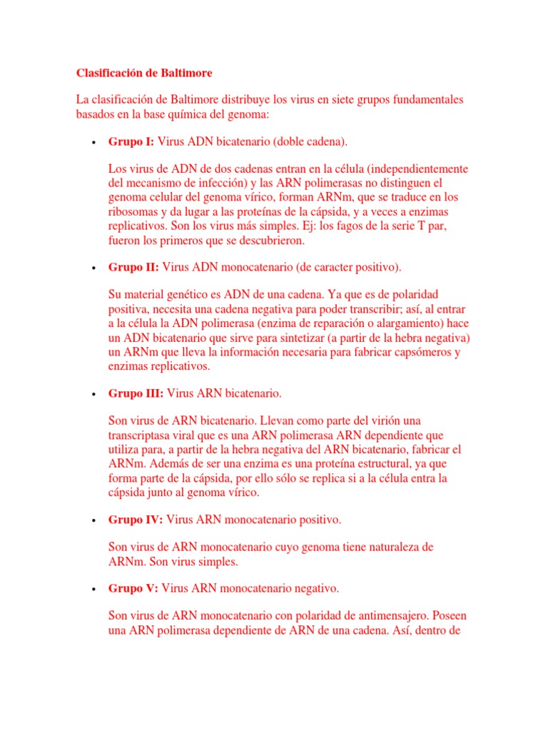 Clasificación de Baltimore | PDF | Virus | Rna