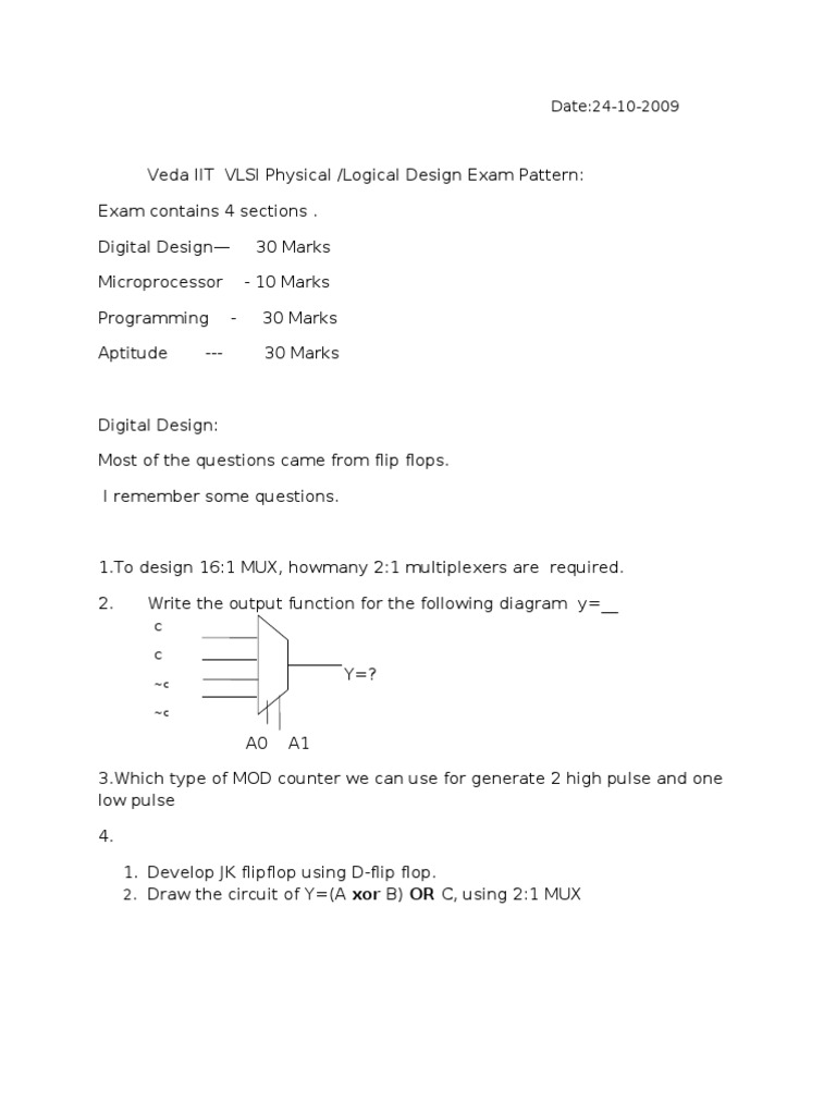 Veda Itt Qs For Vlsi | PDF