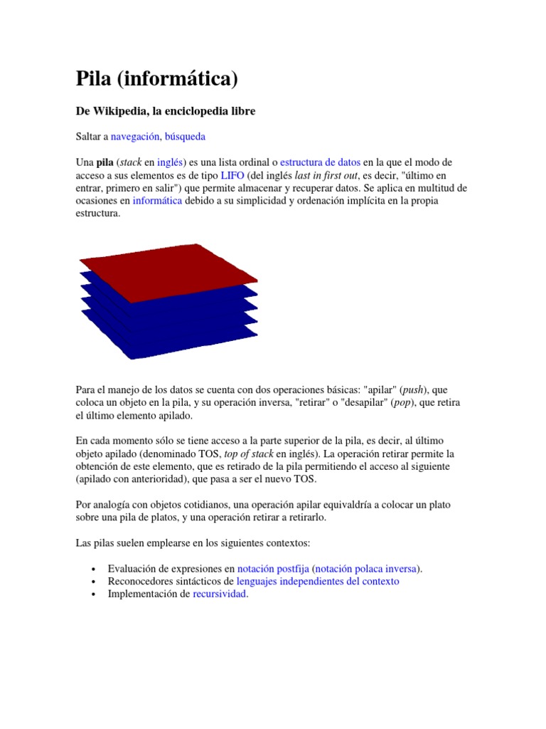 Estructura de Datos - Pila de Datos | PDF | Ingeniería Informática ...