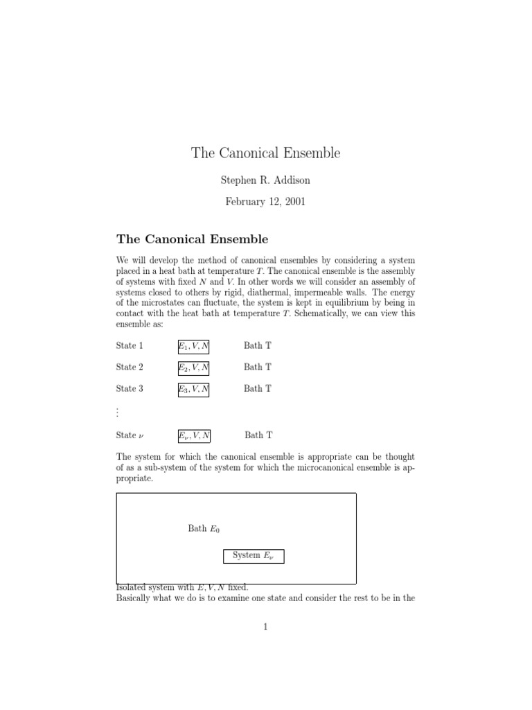 Canonical Ensemble | PDF